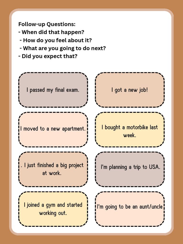 Friendship Speaking Cards Template in Brown Orange Simple Style | PDF