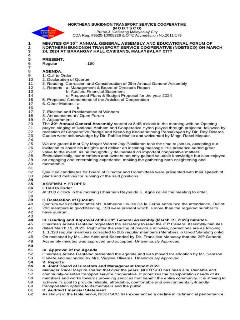 Minutes of 30th General Assembly | PDF