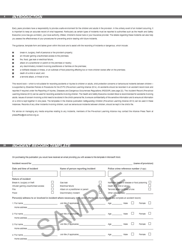 Incident Reporting for Early Years Providers | PDF | Safety
