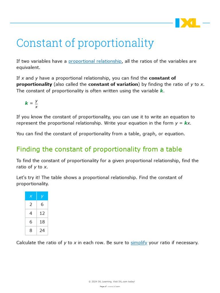 Constant of Proportionality | PDF | Mathematics | Applied Mathematics