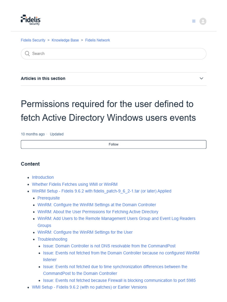 Permissions Required For The User Defined To Fetch Active Directory Windows Users Events ...