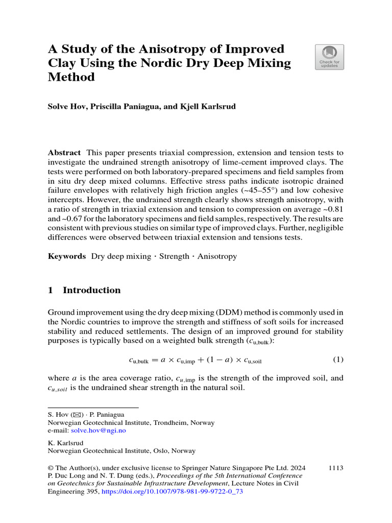 Hov Et Al 2024 - Anisotropy of Improved Clay Using The Nordic Dry Deep ...