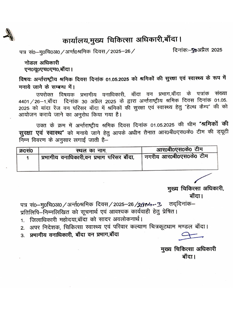 Forest Office Medical Team Duty Dt.01 May 25 List | PDF