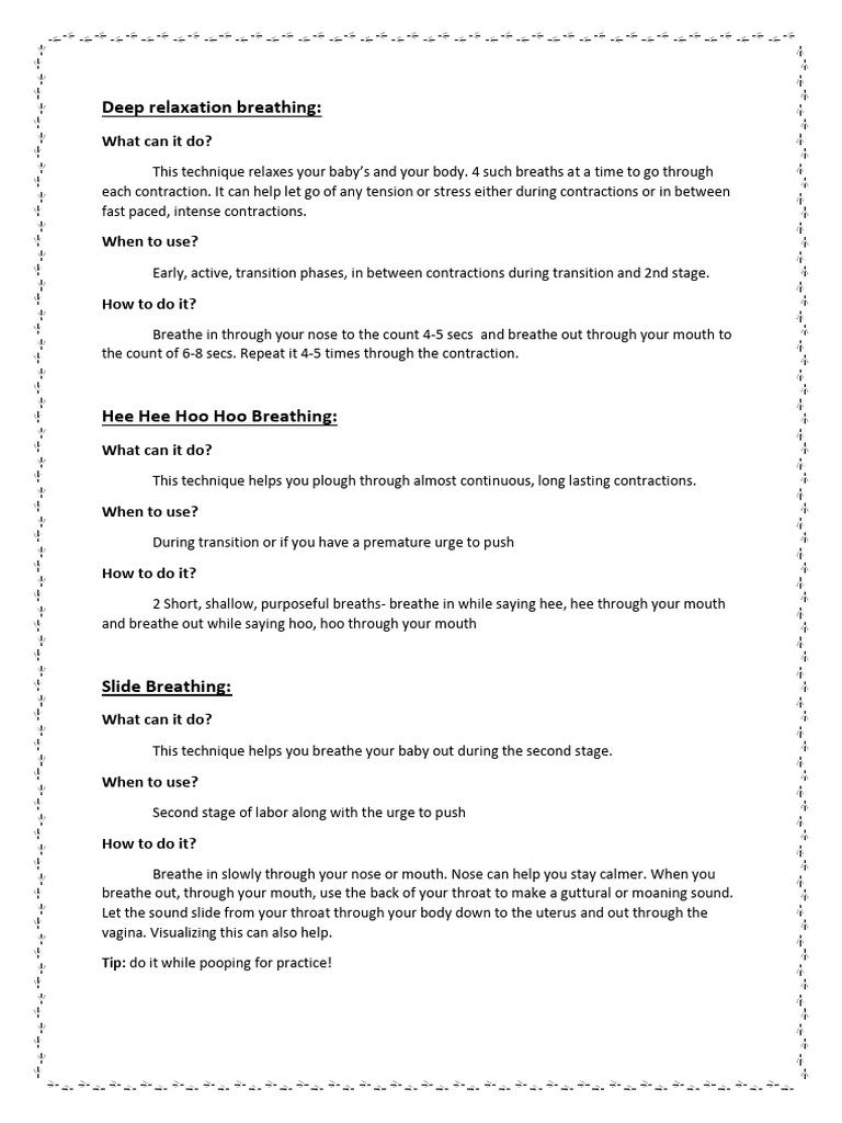Breathing Techniques For Labor Relief Pdf