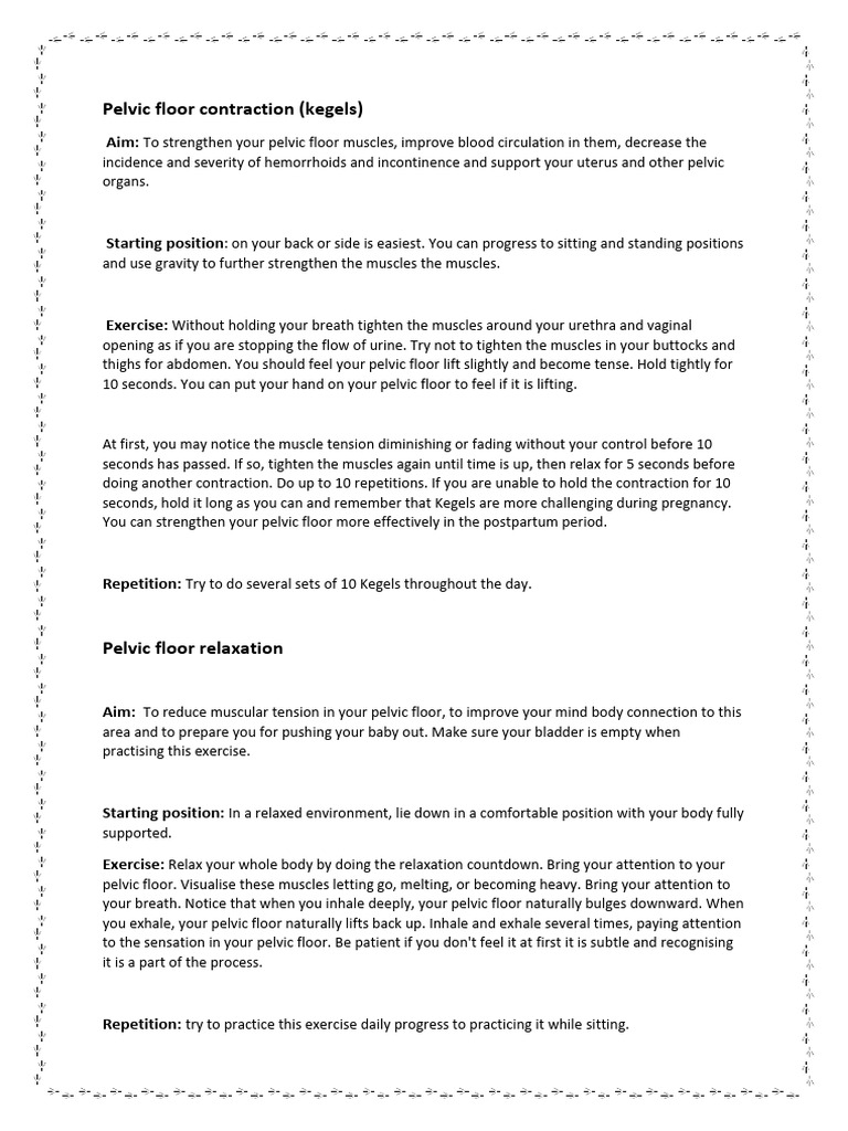 Handout For Pelvic Floor and Abs | PDF | Abdomen | Urinary Incontinence