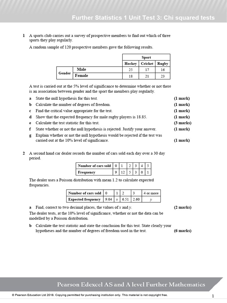 5fe2abc10dd83450257004e0 - Further Statistics 1 Unit Test 3 Chi Squared ...