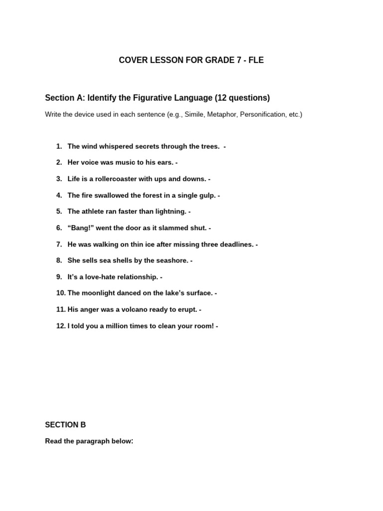 Grade 7 Cover Lesson - FLE | PDF