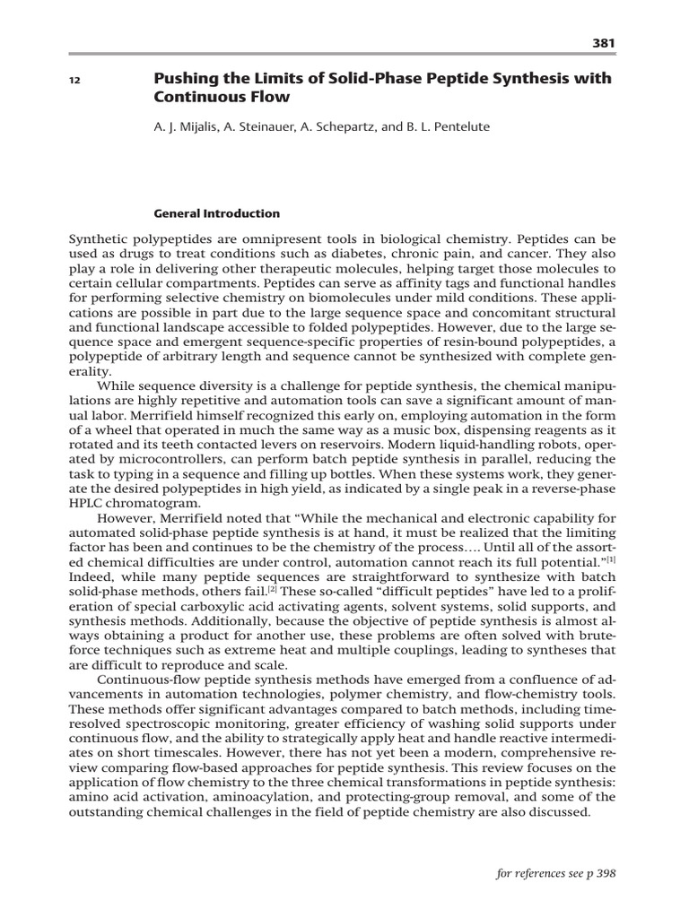 Pushing The Limits of Solid-Phase Peptide Synthesis With Continuous Flow" in Flow Chemistry in ...