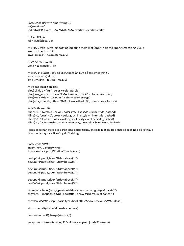 Sorce Code Rsi With Ema 9 Wma 45 | PDF