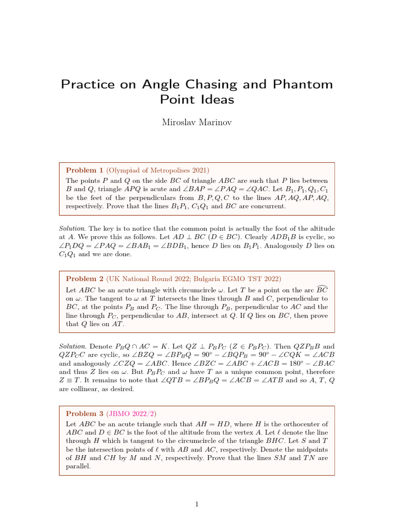 Angle Chasing and Phantom Points | PDF | Triangle | Geometric Shapes