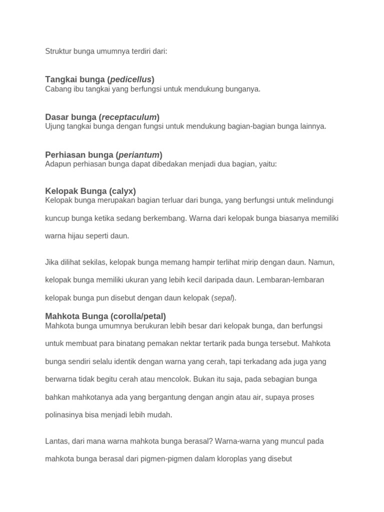 Struktur Bunga Umumnya | PDF