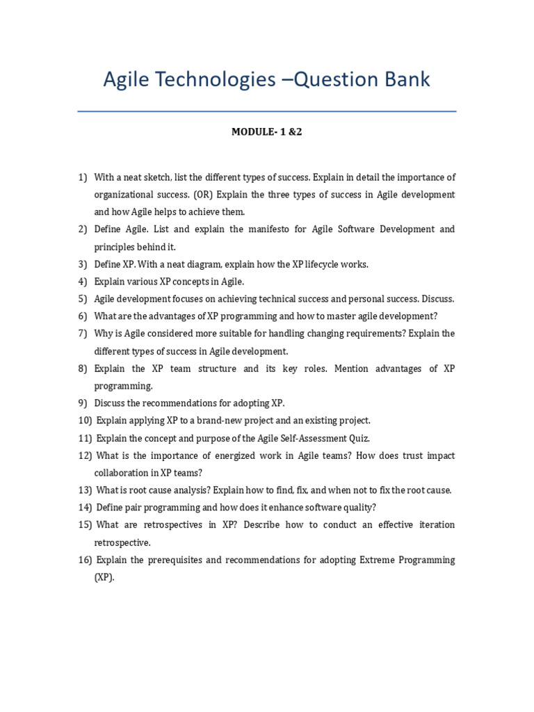 Agile Question Bank | PDF
