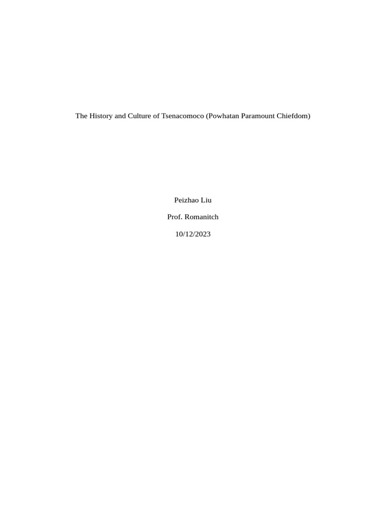 The History and Culture of Tsenacomoco | PDF | Indigenous Peoples Of ...