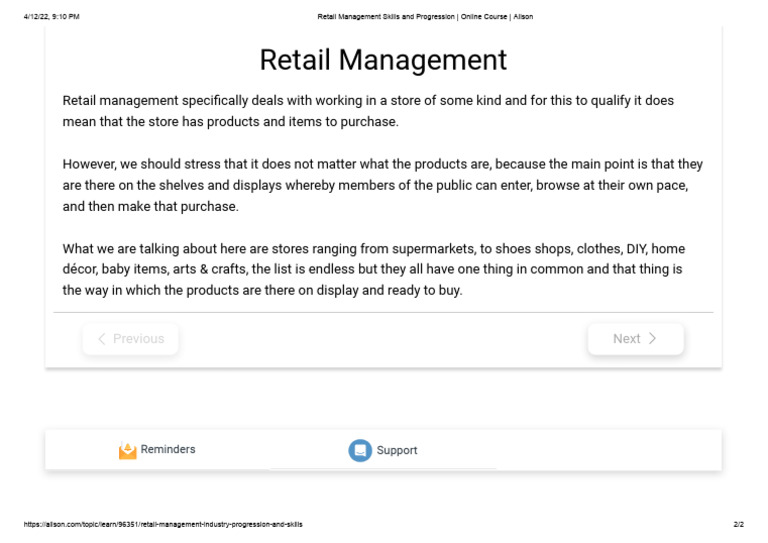 Retail Management Skills and Progression - 0A | PDF