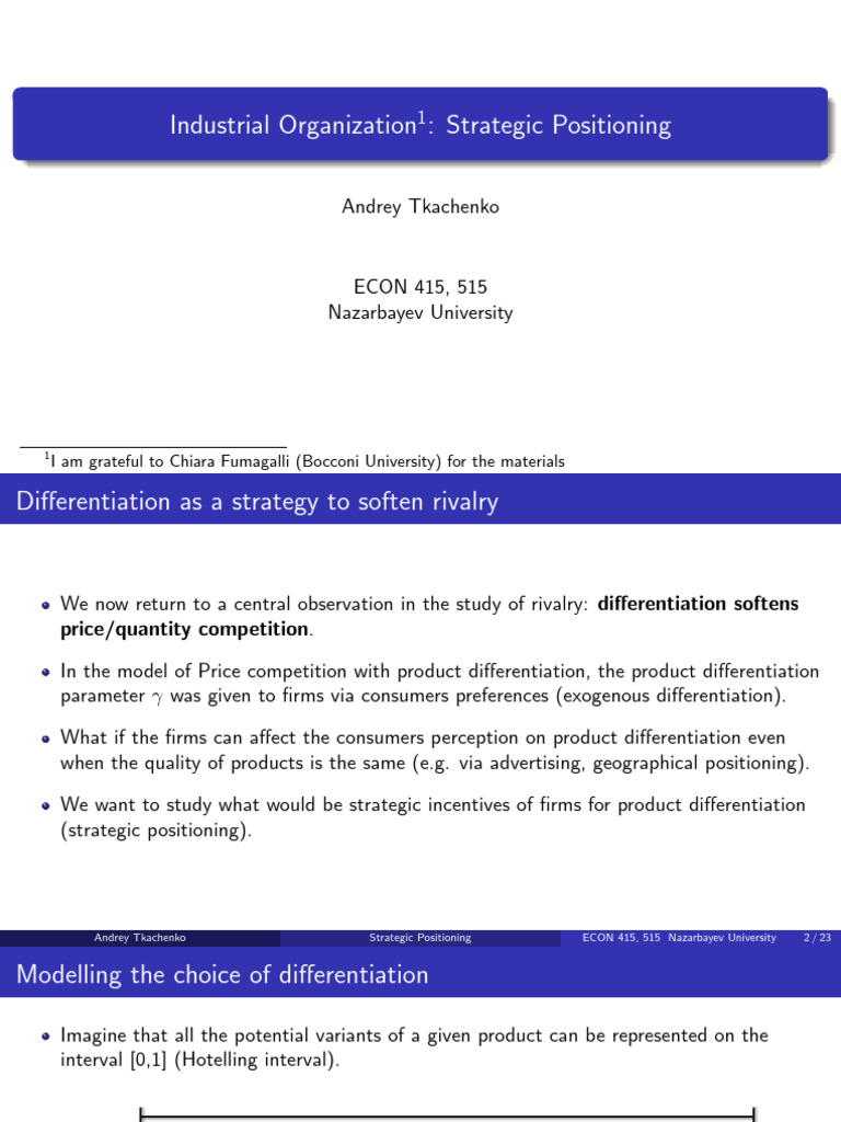 Lecture4 Strategic Positioning | PDF | Economic Equilibrium | Financial ...