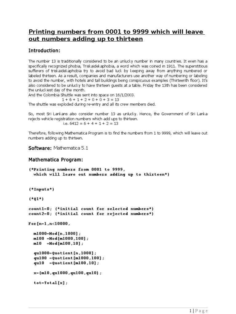 Printing Numbers From 0001 To 9999 Which Will Leave Out Numbers Adding ...