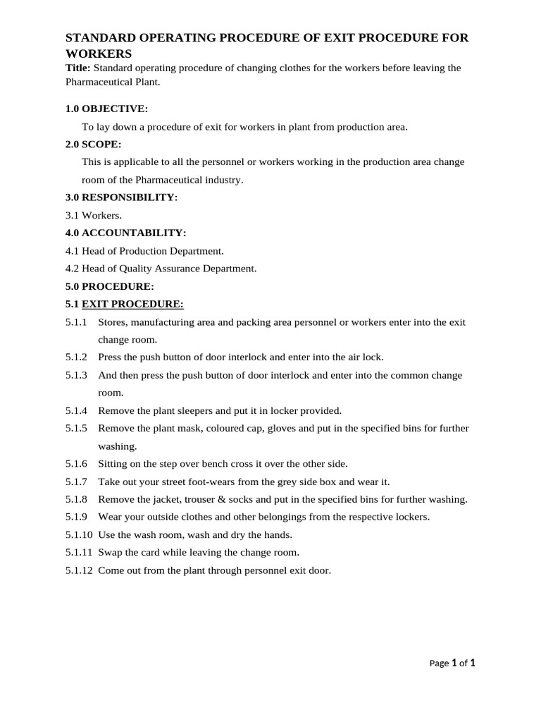 Exit Procedure For Workers | PDF