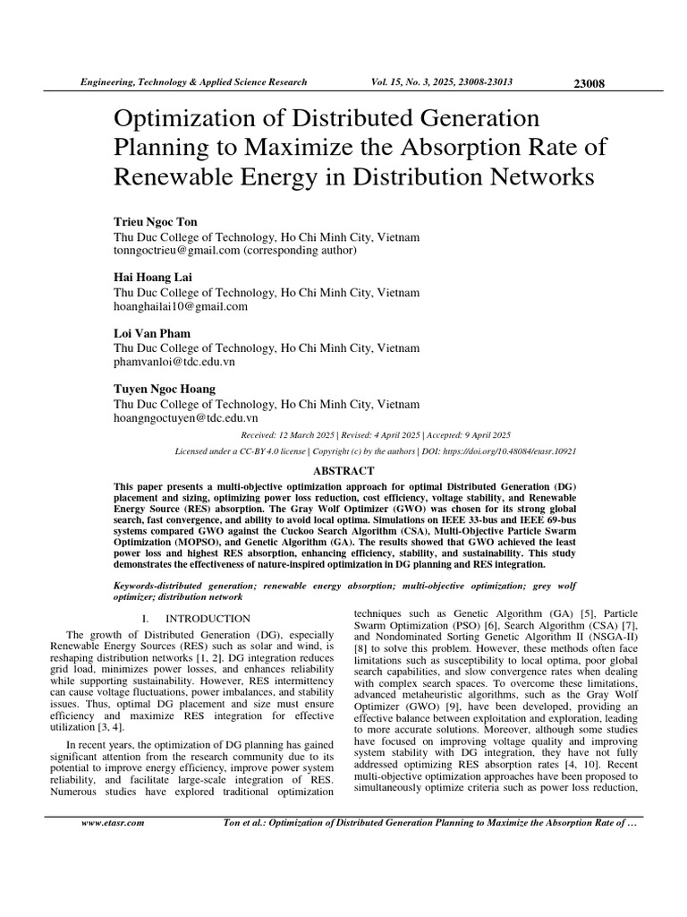 Optimization of Distributed Generation Planning To | PDF | Mathematical Optimization ...