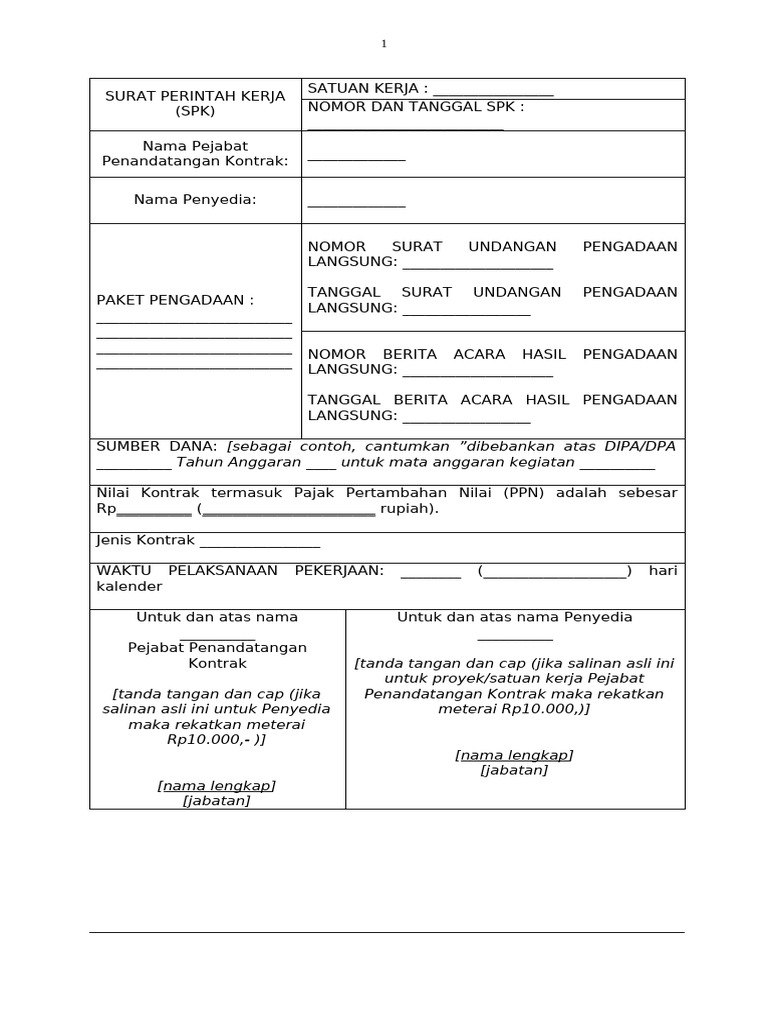 Contoh SPK - Jasa Lainnya | PDF