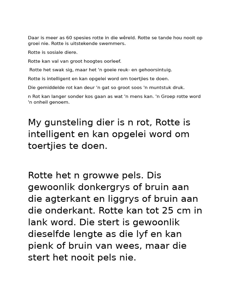 Afrikaans Favorite Animal Speech | PDF