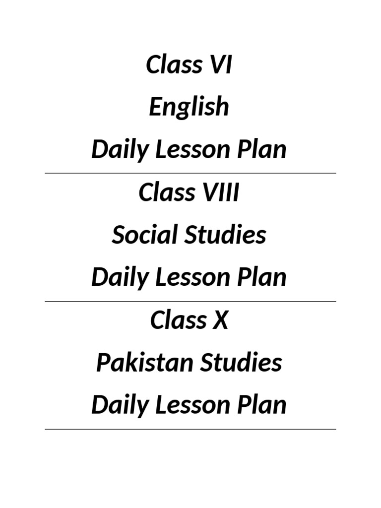 Daily Lesson Plan Headings | PDF