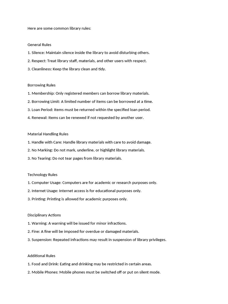 Here Are Some Common Library Rules | PDF