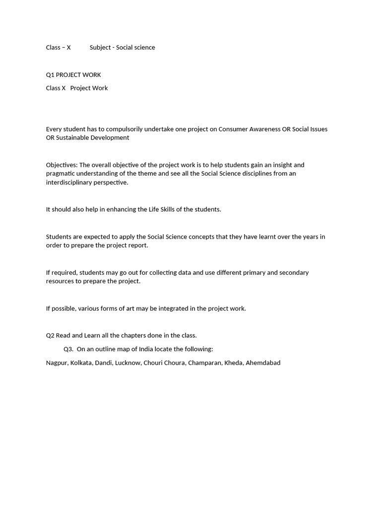 Class10 HHW SST | PDF