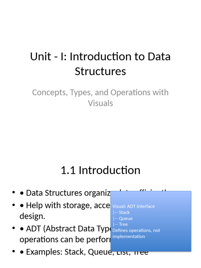 Unit 1 Intro Data Structures Visual | PDF