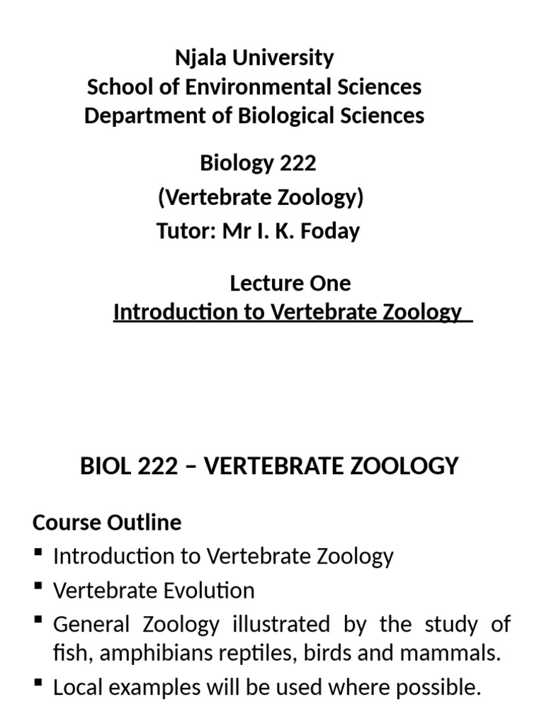 Intro to Vertebrate Zoology Notes | PDF | Vertebrates | Vertebral Column
