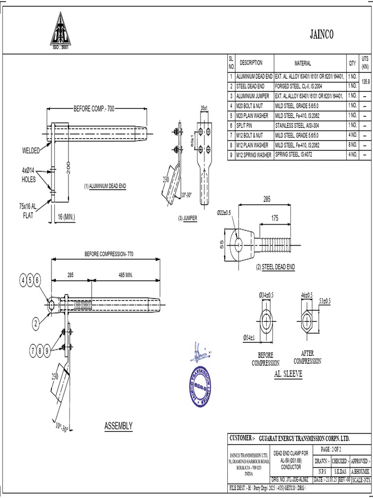4) 220 KV DOUBLE TENSION STRING FOR AL 59-Model-2 | PDF | Steel | Nut ...