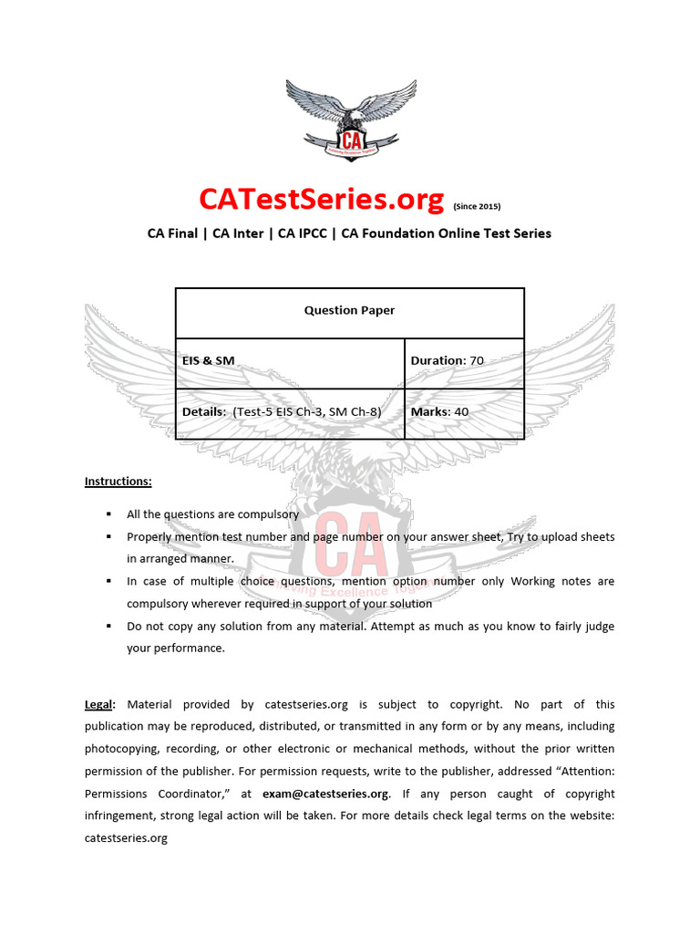 Eis SM Test 5 May 2023 Unscheduled Test Paper 1670568804 | PDF ...