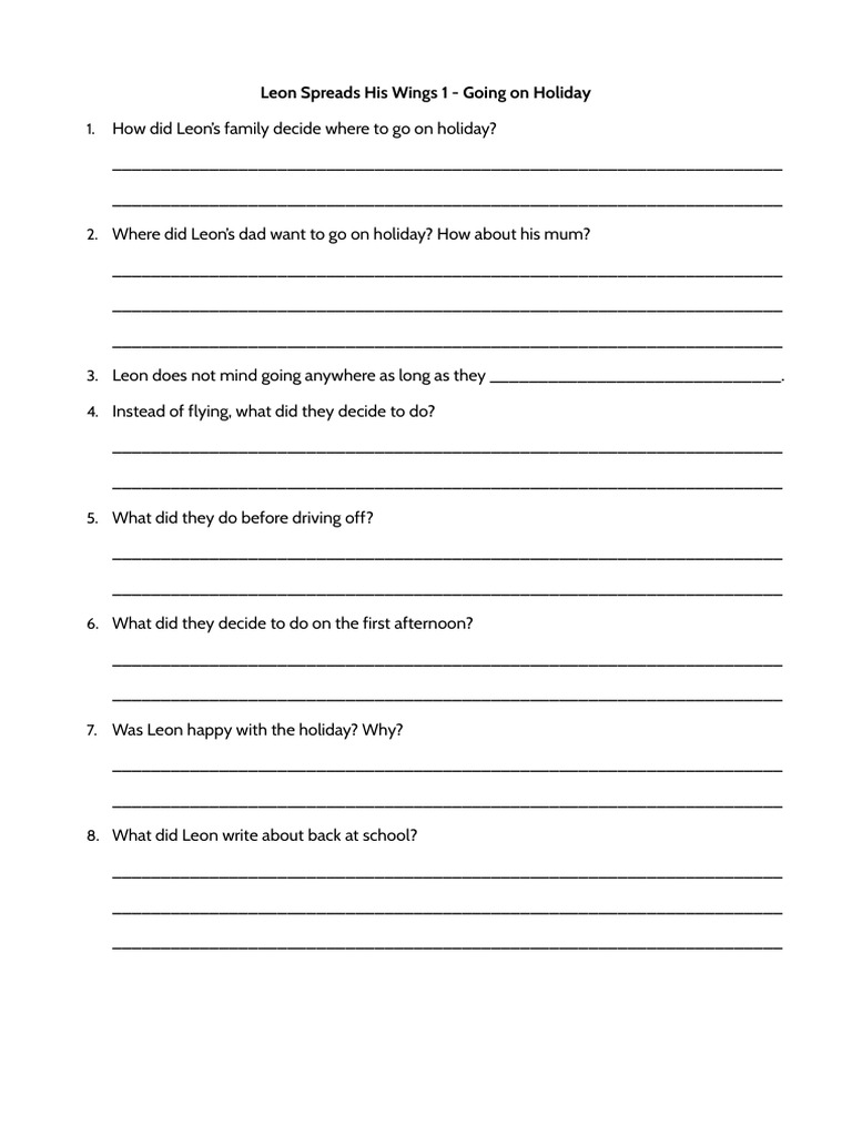 Walker Stories Comprehension Questions - Leon | PDF