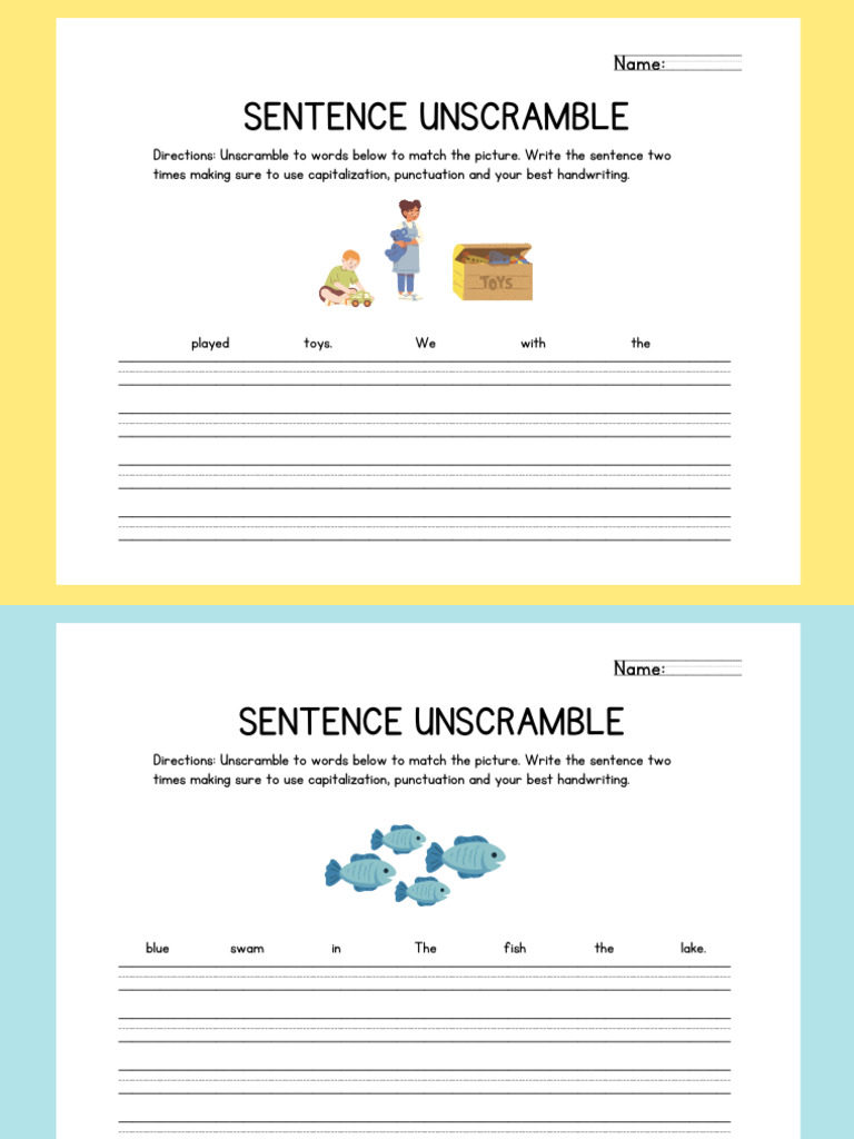 Sentence Unscramble Activity | PDF
