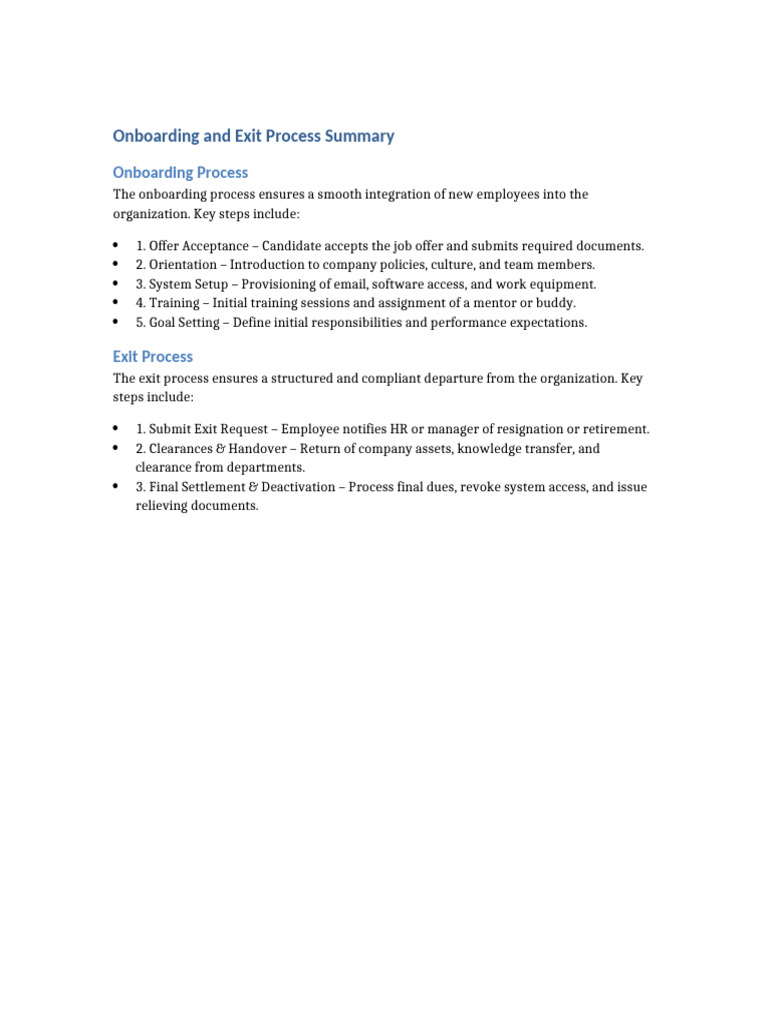 Onboarding and Exit Process | PDF