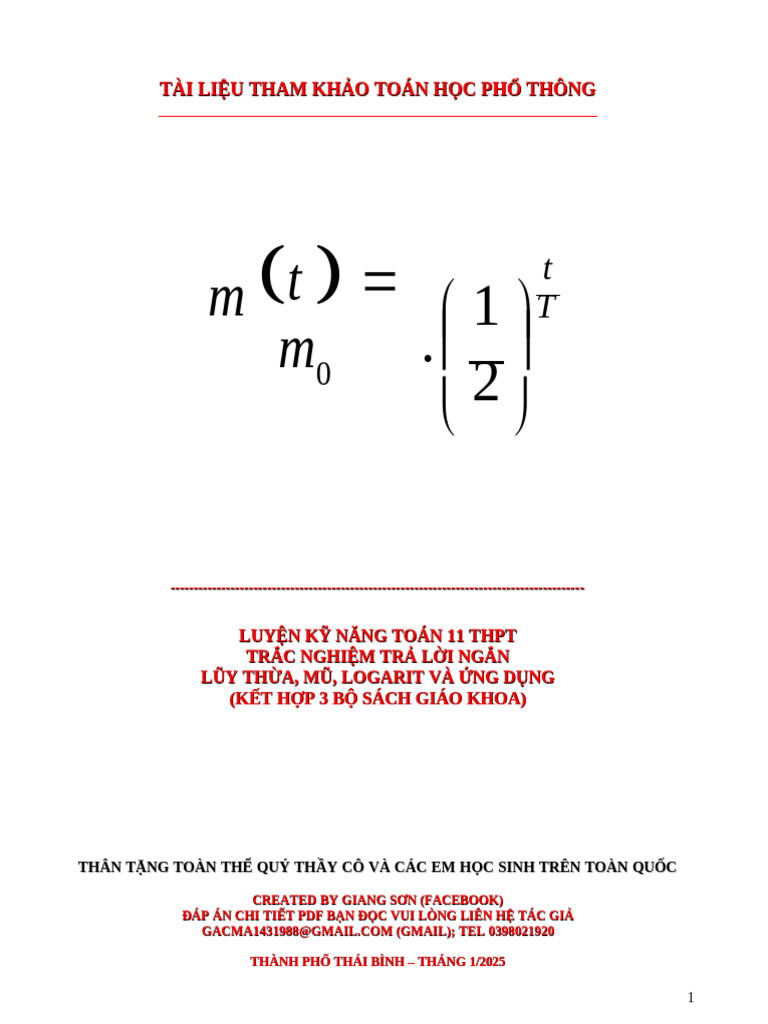 Luyen Ky Nang Trac Nghiem Tra Loi Ngan Luy Thua Mu Logarit Va Ung Dung | PDF