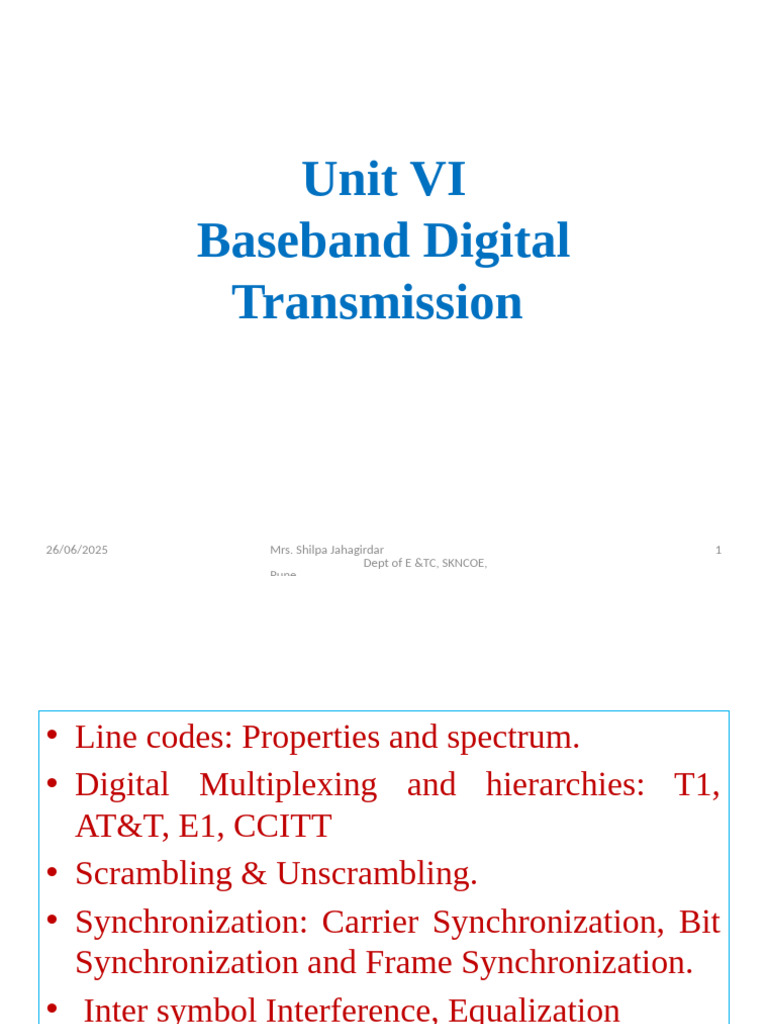 PCS_UNIT VI_ Presentation | PDF | Multiplexing | Filter (Signal Processing)