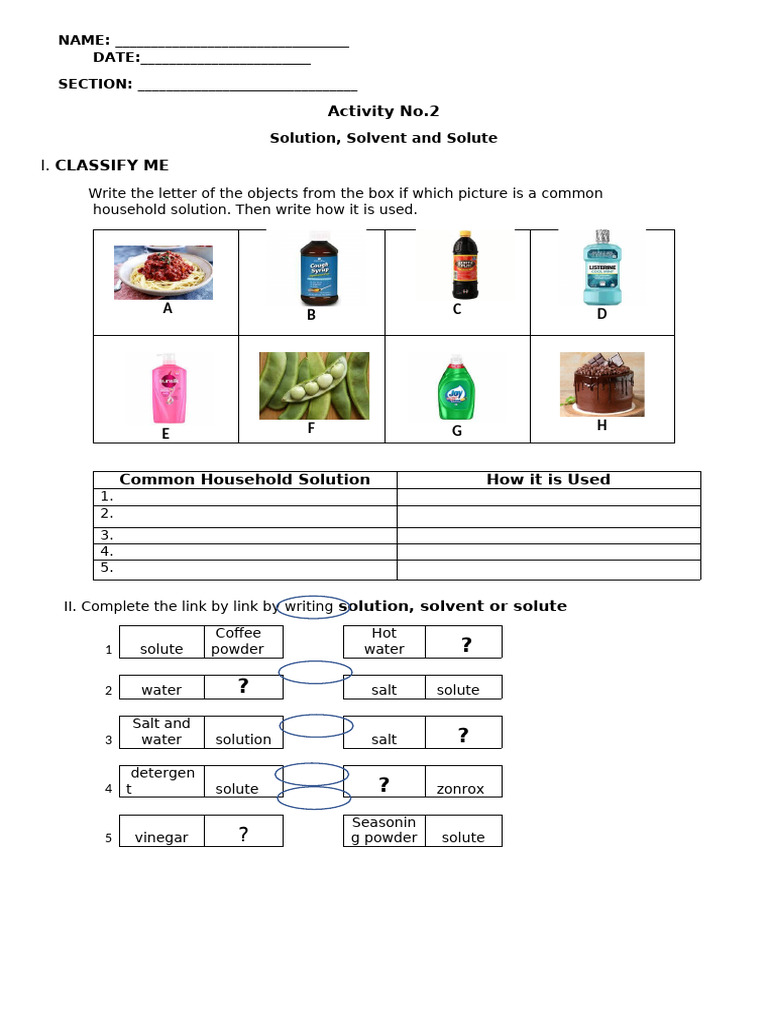 q1 - Activity No. 2 Solution Solvent and Solute | PDF | Suspension ...