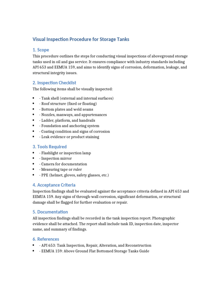 Visual Inspection Procedure | PDF