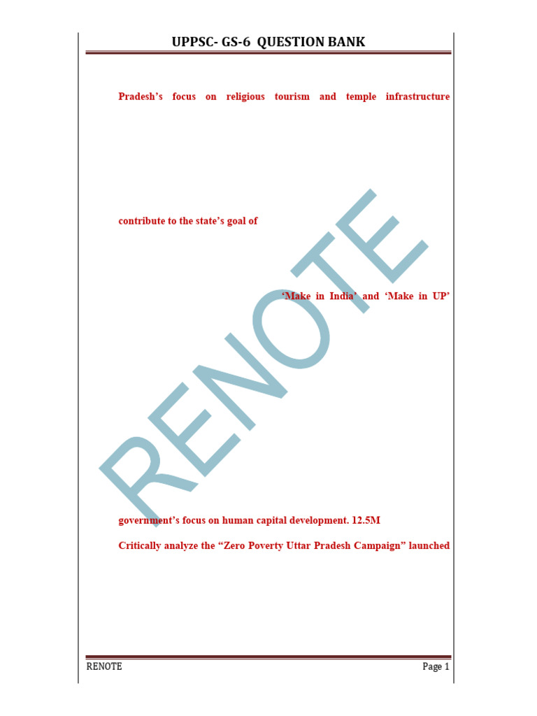 UPPSC GS-6 Question Bank Overview | PDF | Infrastructure | Climate Change
