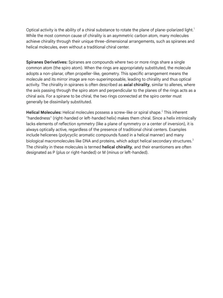 Explain Optical Activity in Spiranes Derivatives... | PDF