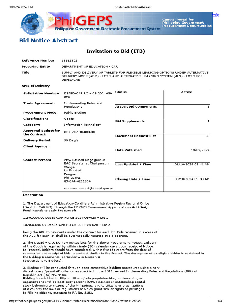 Print Able Bid Notice Abstract | PDF | Justice | Crime & Violence