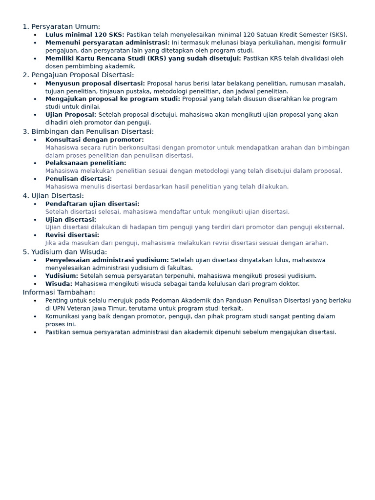 Panduan Lengkap Proses Disertasi | PDF