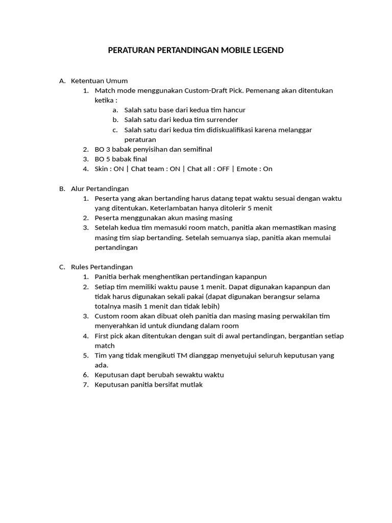 Peraturan Mobile Legends | PDF