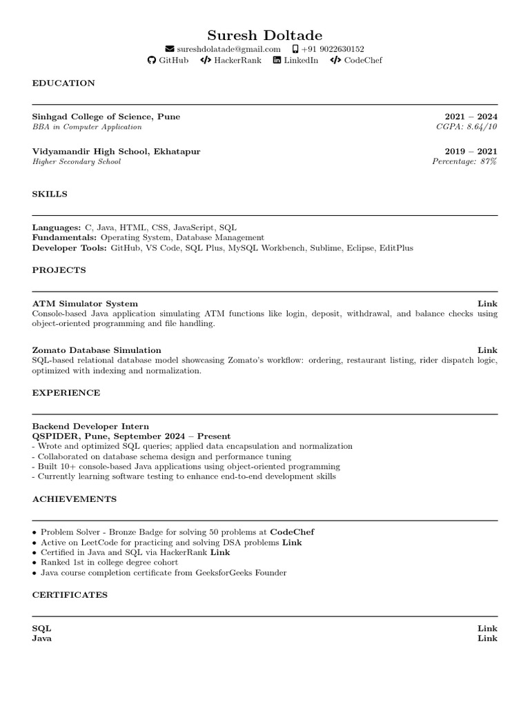 Suresh Doltade Resume | PDF