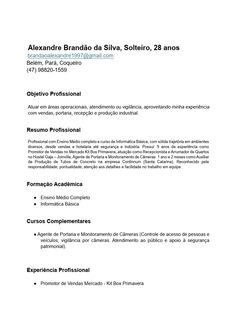 Currículo Alexandre Brandão | PDF