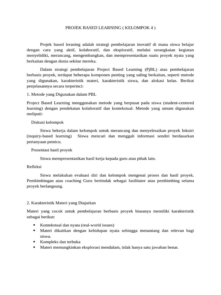 Projek Based Learning | PDF