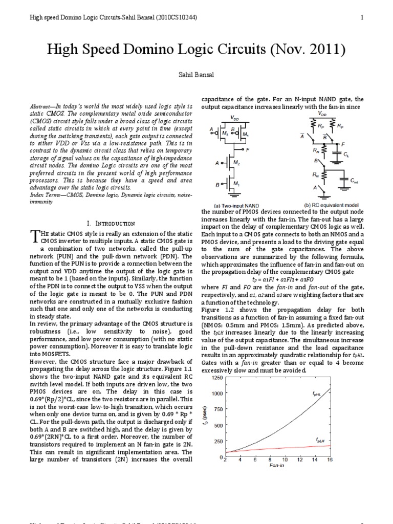 High-Speed Domino Logic Circuits | PDF | Cmos | Logic Gate