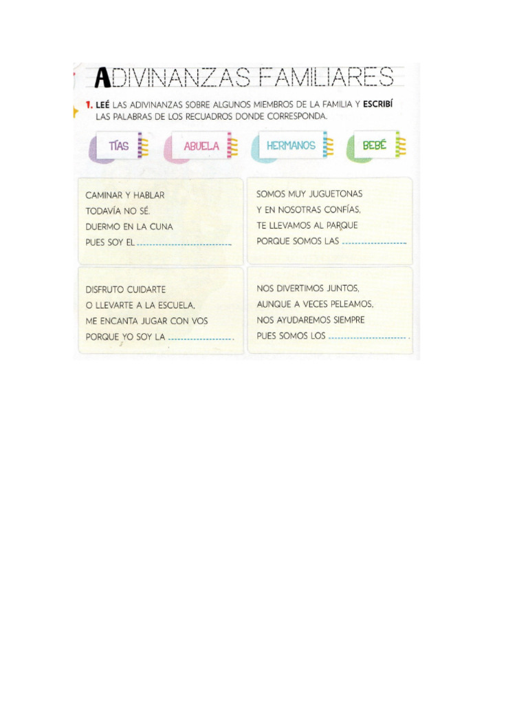 Adivinanzas Familiares. | PDF