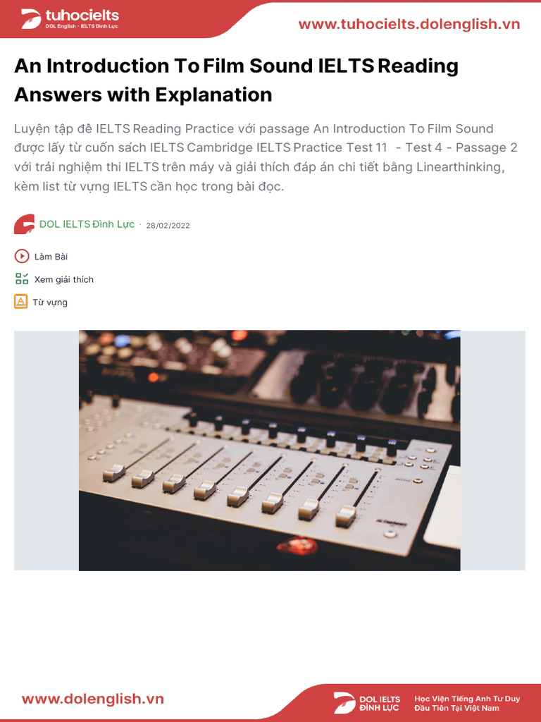Film Sound: IELTS Reading Insights | PDF