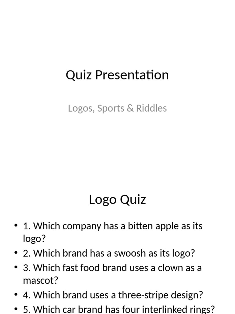 Quiz Presentation Logos Sports Riddles | PDF
